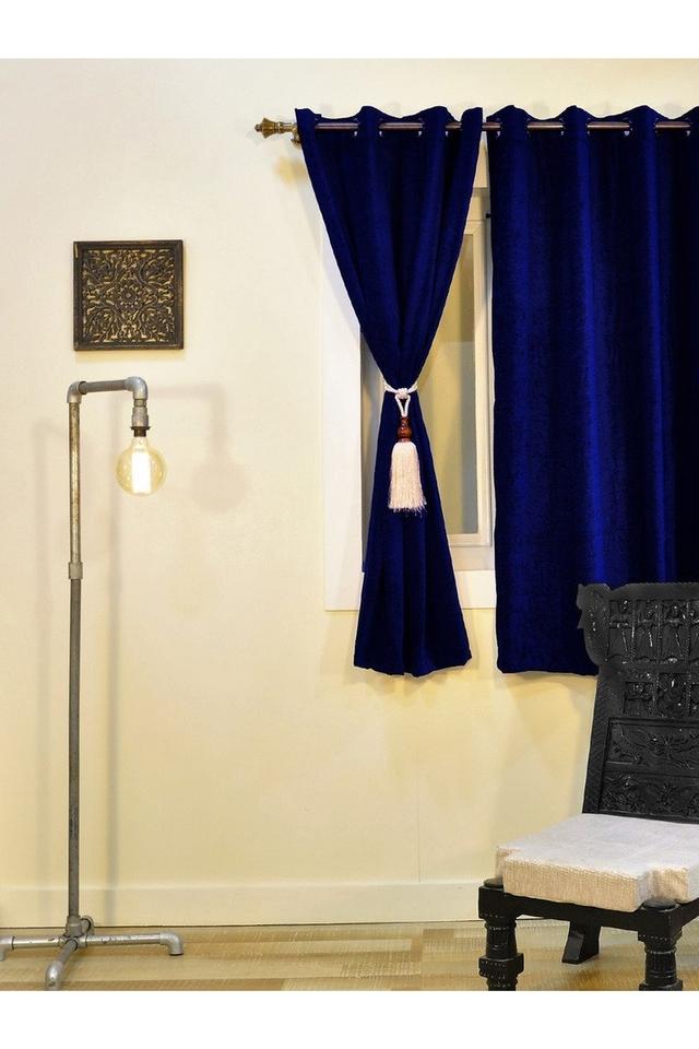 Buy ARIANA Royal Blue Monochrome Slub Window Curtain | Shoppers Stop
