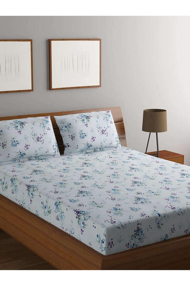 Buy BOMBAY DYEING Aqua Maple Aqua 100 Cotton 164 TC Queen Size Double Bed Sheet with 2 pillow covers Shoppers Stop