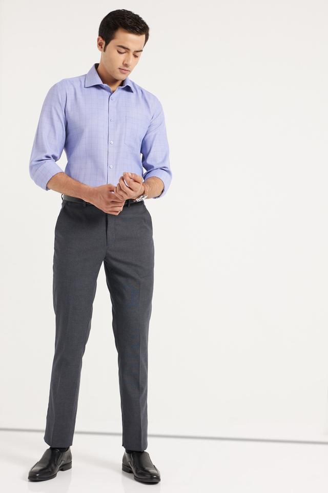 Buy INTUNE Cotton Rich Check Navy Blue Formal Shirt | Shoppers Stop