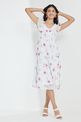 Buy INFUSE Floral V Neck Polyester Women's Midi Dress | Shoppers Stop