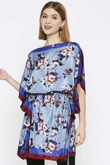 Buy CLOTH HAUS Floral Round Neck Polyester Women's Kaftan Dress ...
