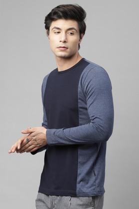 Buy RIGO Blue Colorblocked Cotton Slim Fit Men's T-Shirt | Shoppers Stop