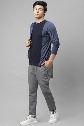 Buy RIGO Blue Colorblocked Cotton Slim Fit Men's T-Shirt | Shoppers Stop