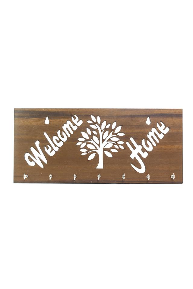 Buy ECRAFTINDIA Welcome Home Theme Wooden Key Holder with 7 Hooks ...