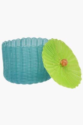 Buy IVY Blue Pvc Pop Round Basket With Lid - Large | Shoppers Stop