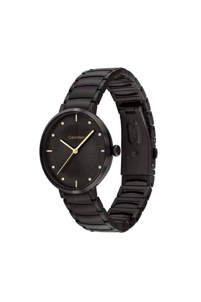 Buy CALVIN KLEIN Sentiment 34 mm Black Dial Stainless Steel Analogue Watch For Women 25100021 Shoppers Stop