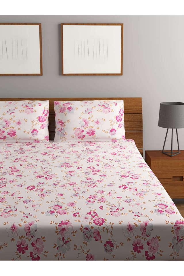 Buy BOMBAY DYEING Pink Elixir Pink 100 Cotton 140 TC Queen Size Double Bed Sheet with 2 pillow covers Shoppers Stop