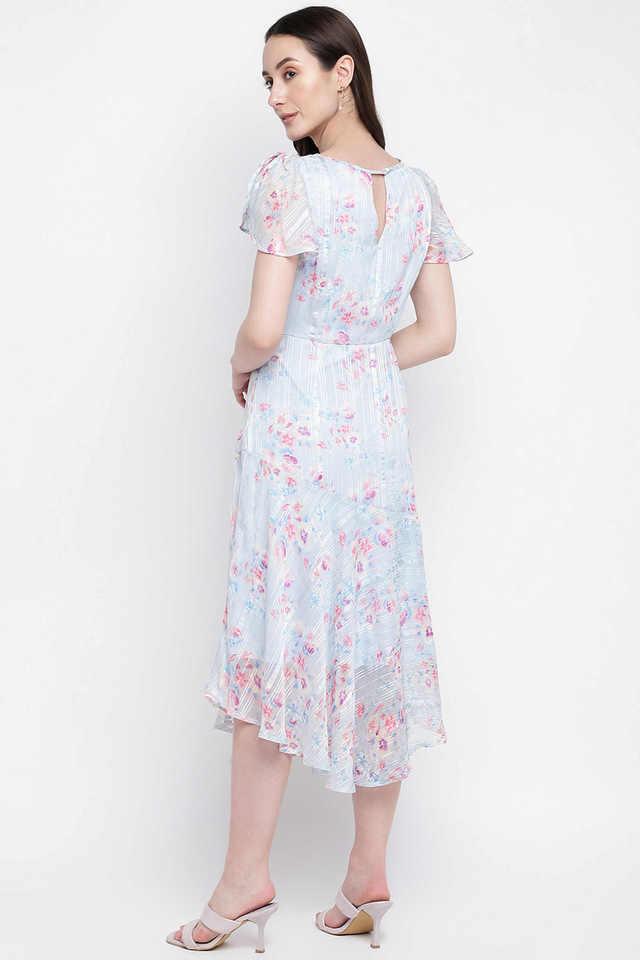 Buy LATIN QUARTERS Blue Printed Polyester Women's Maxi Dress | Shoppers ...