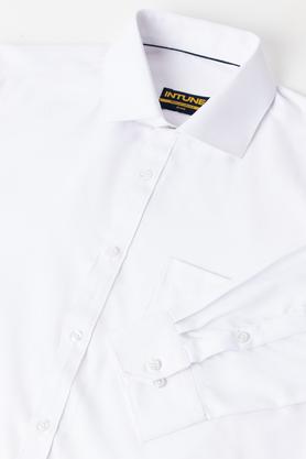 Buy INTUNE Cotton Rich Structured Solid White Formal Shirt | Shoppers Stop