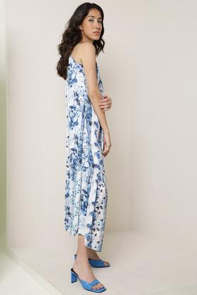 Buy RAREISM Blue Abstract Polyester Regular Women's Maxi Dress ...