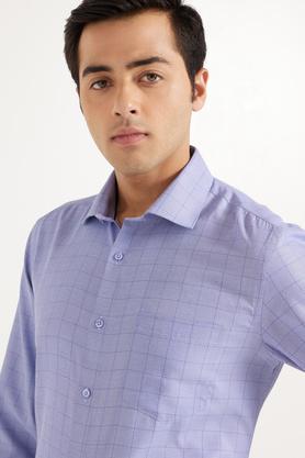 Buy INTUNE Cotton Rich Check Navy Blue Formal Shirt | Shoppers Stop