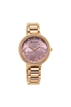 Buy TITAN Womens 40.50 x 7.90 x 36 mm Purple Glitz Pink Dial Stainless ...