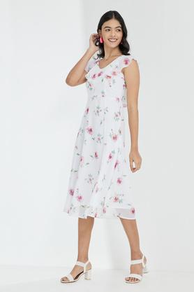 Buy INFUSE Floral V Neck Polyester Women's Midi Dress | Shoppers Stop