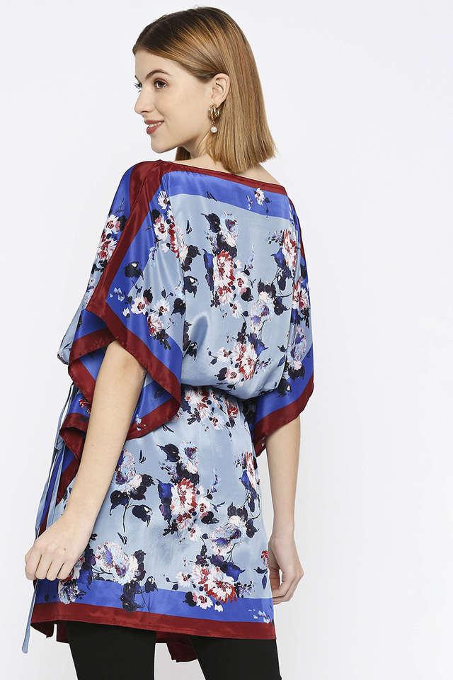 Buy CLOTH HAUS Floral Round Neck Polyester Women's Kaftan Dress ...