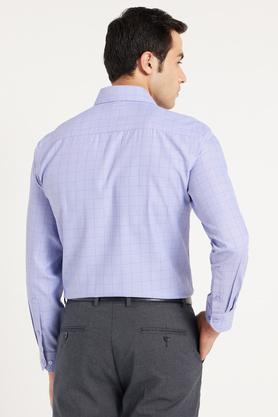 Buy INTUNE Cotton Rich Check Navy Blue Formal Shirt | Shoppers Stop