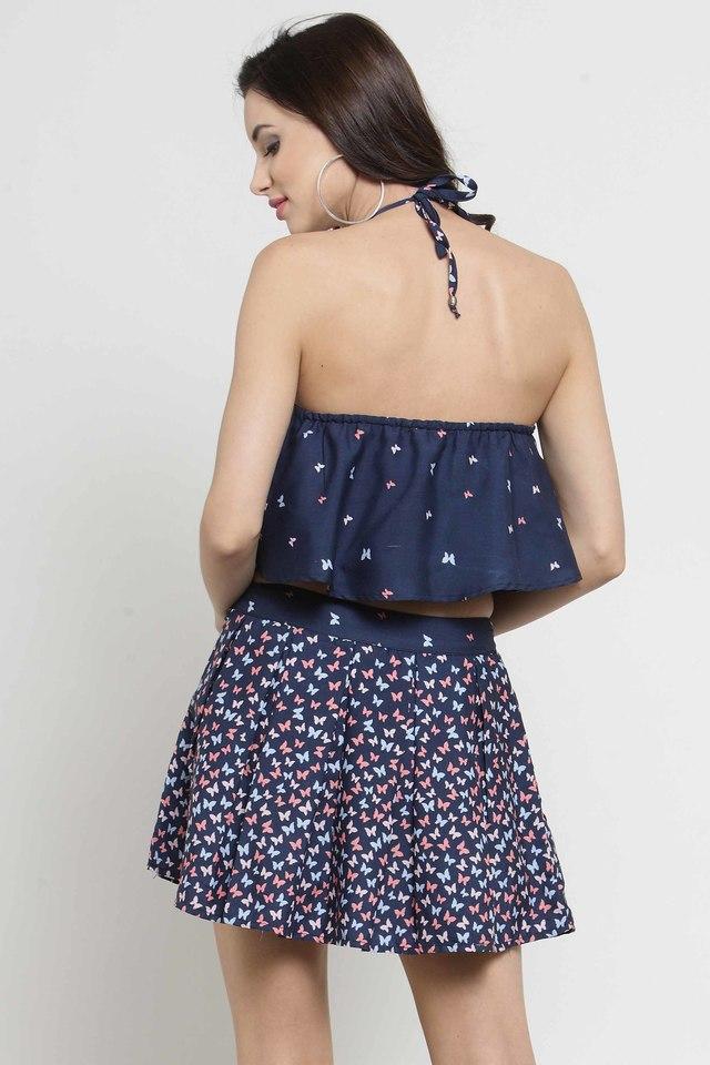 Buy SERA Blue Womens Regular Fit Printed Fit And Flare Dress | Shoppers ...