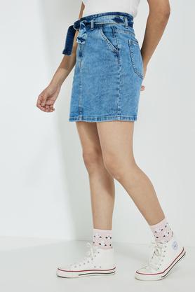 Buy LIFE Mid Stone A Line Above Knee Denim Women's Casual Wear Skirts ...