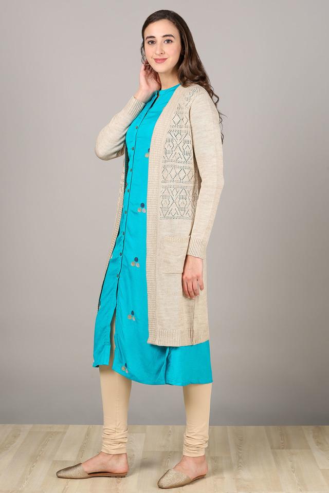 Buy STOP Natural Textured Open Neck Acrylic Womens Shrugs | Shoppers Stop